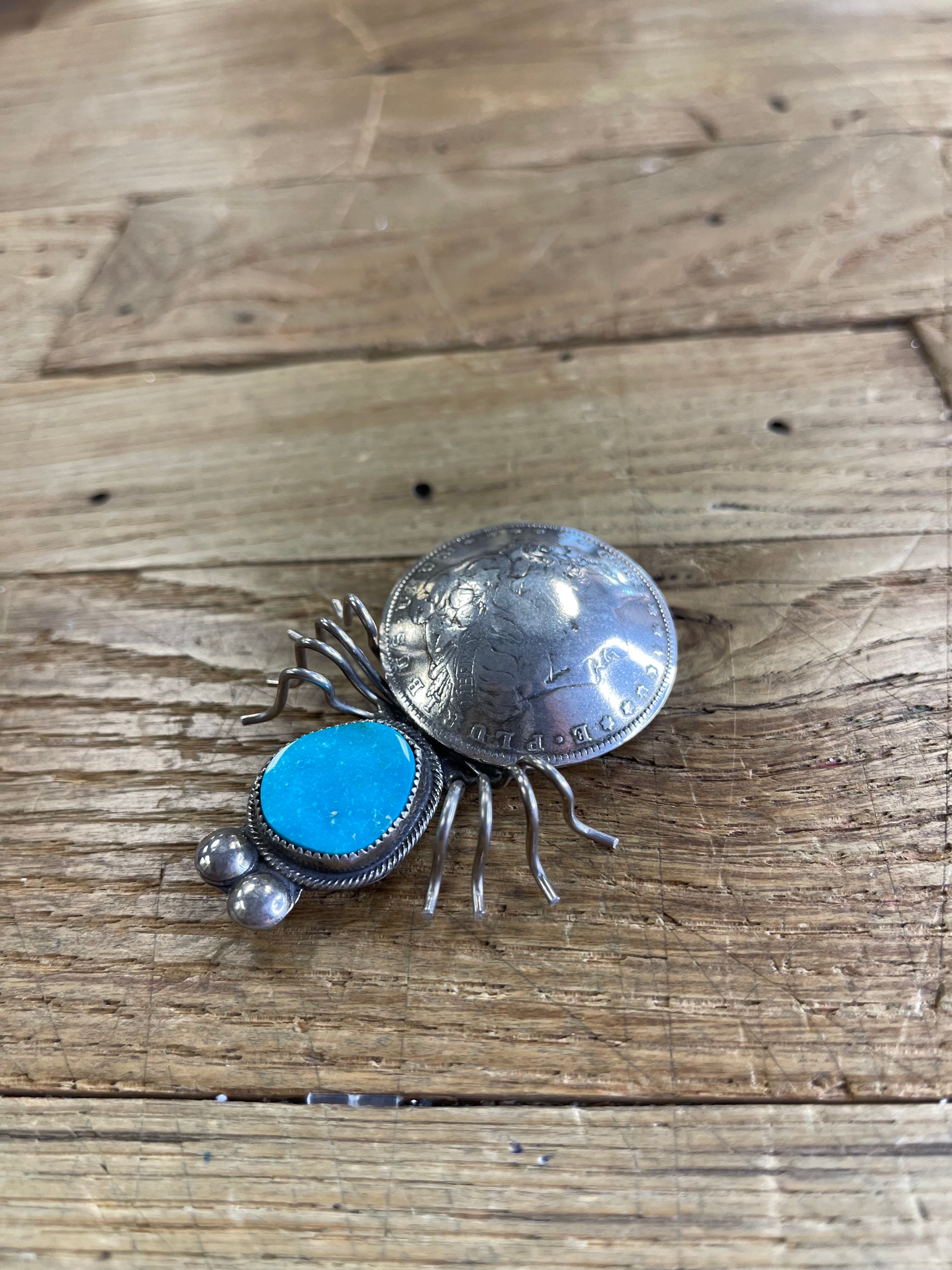 Spider Pin-Old Coin- Joe Eby (artist) | Barnwood Living