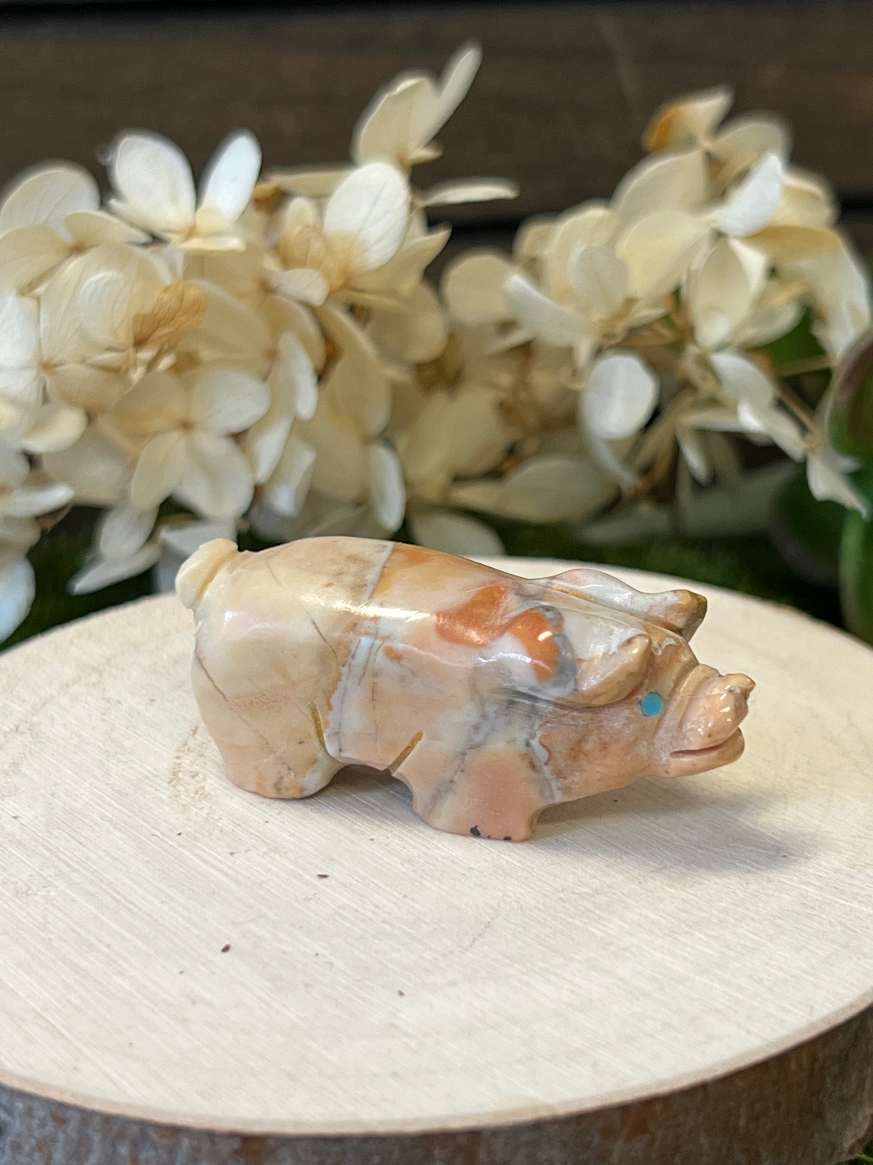 Hand Carved Stone Fetish Animals - Stanton Hannaweeke - Pig | Barnwood ...