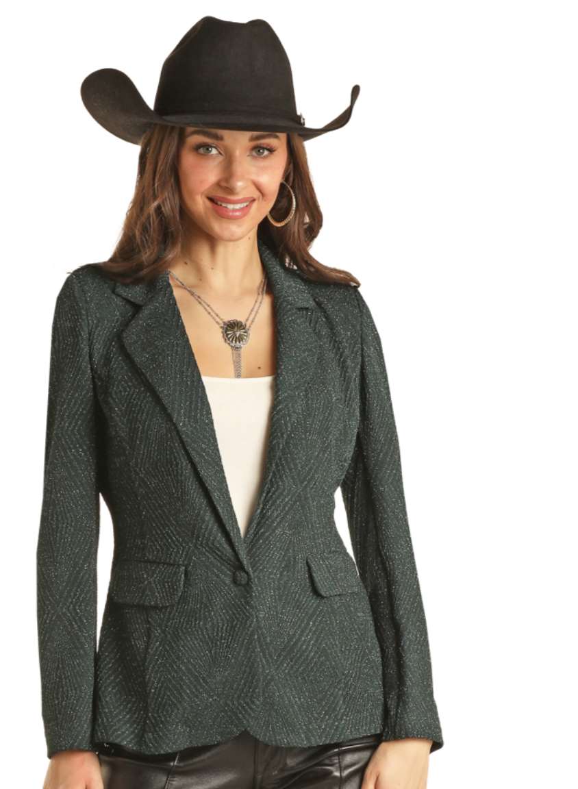 Rock & Roll Denim - Shimmer Blazer - Evergreen | Barnwood Living