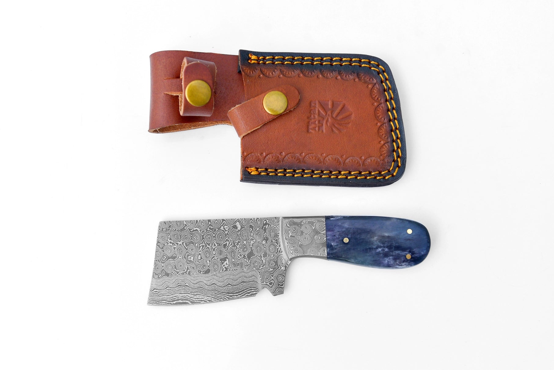 Edc Mini Cleaver/ Handmade Damascus Steel/ Bushcraft Knife/ | Barnwood ...